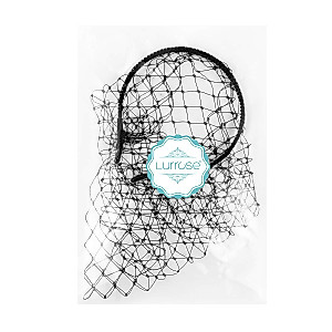 Lurrose Headband with Black Veil Hair Hoop Headband Simple Elegant Mesh Headdress for Woman Girl (Black)