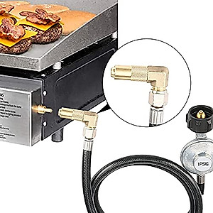 Uniflasy 5 Feet Propane Adapter Hose with Regulator for 17"/22" Blackstone Griddle Grill, QCC1 Propane Hose with Elbow Fitting Adapter Replacement Parts for 17/22 Inch Blackstone Tabletop Camper Grill