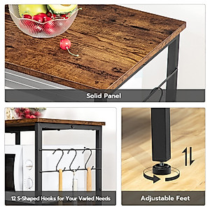 HOOBRO Bakers Rack with Floating Shelf, Microwave Stand with Shelves, Versatile Coffee Bar with 12 Hooks, for Kitchen, Entryway, Living Room, Dining Room, Office, Rustic Brown BF08HB01