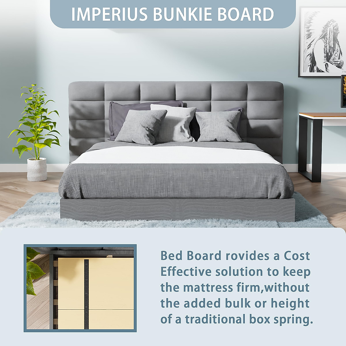 Imperius Heavy Duty Bed Slats for Mattress, Collapsible Box Spring, Bed Support Slats,No Assembly Required,Bed Slats Under Mattress, Full 48 * 60in