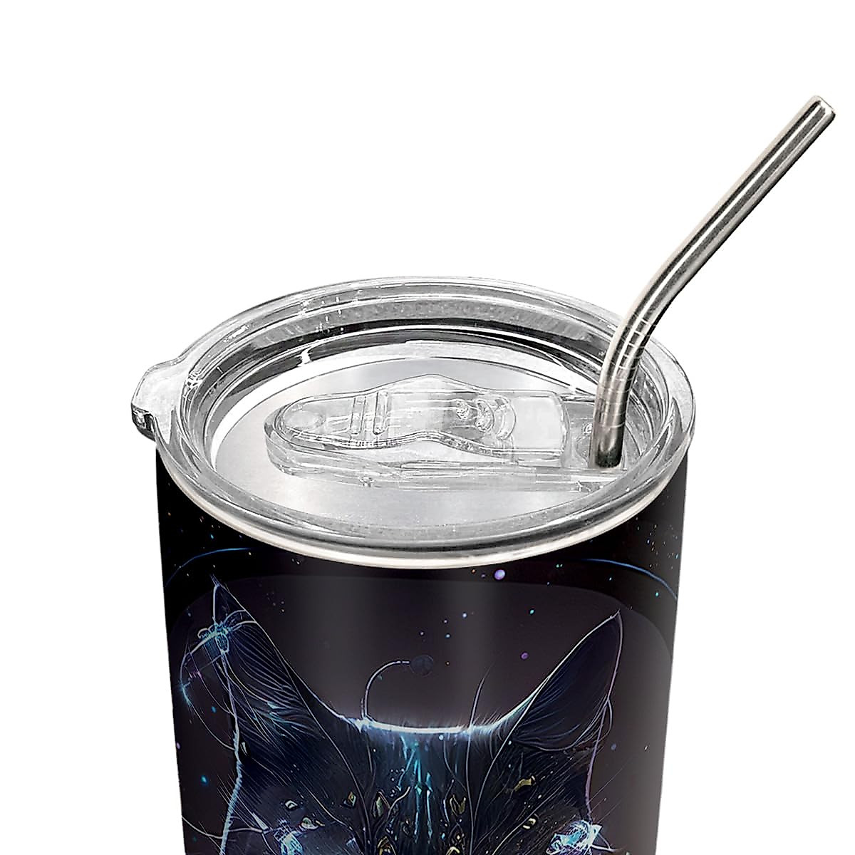 20oz Mythical Fantasy Starry Cat Tumbler, Gifts for Cat Lovers, Coffee Thermos for Women, Stainless Steel Double Wall Vacuum Insulated Coffee Mug, Travel Cup with Lid