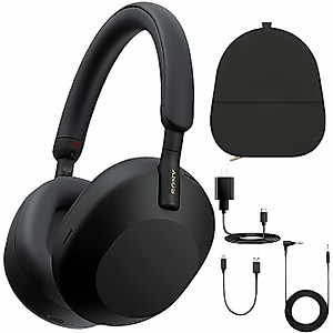 Sony WH-1000XM5 Noise Canceling Wireless Over-Ear Headphones (Black) & Case (Renewed)
