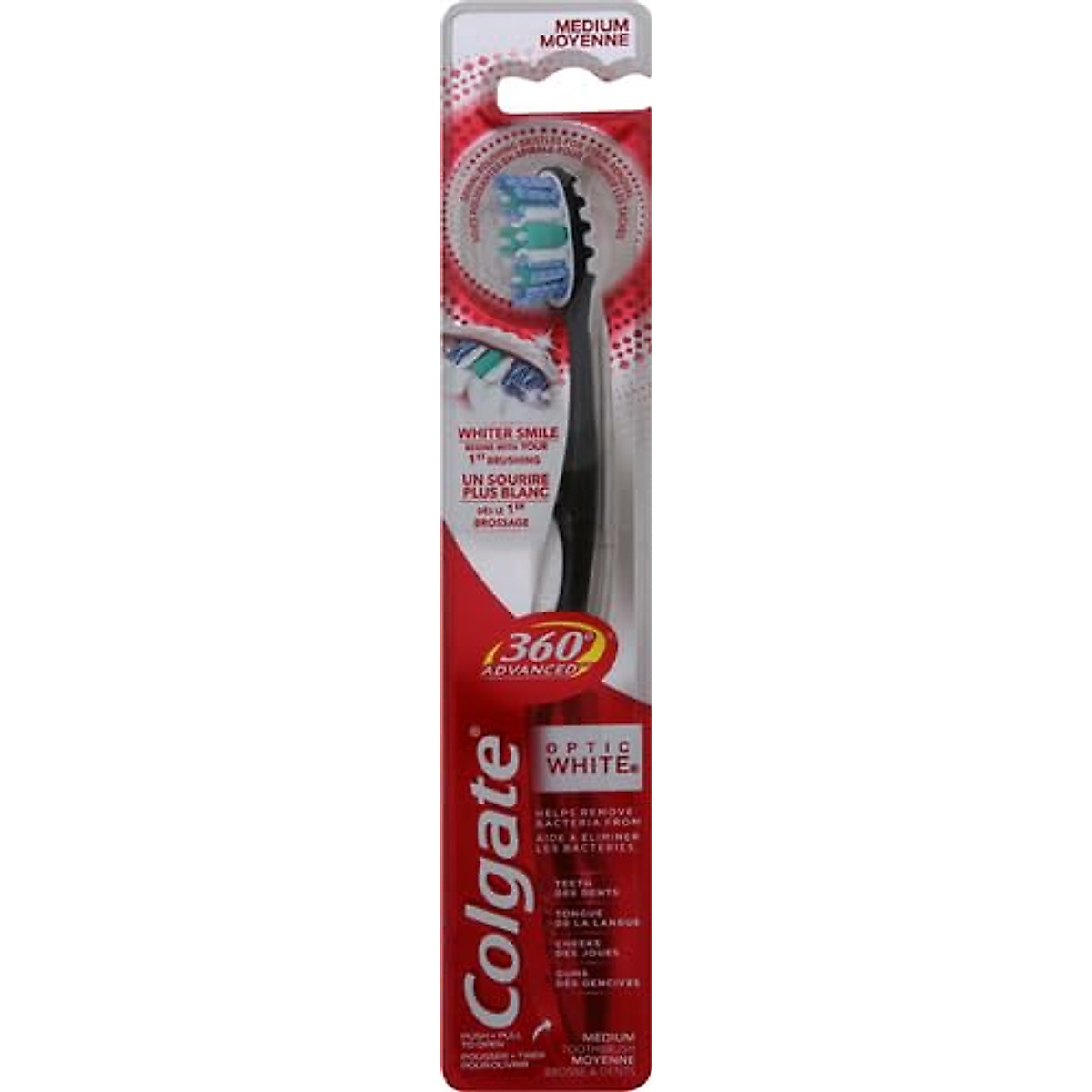Colgate 360 Optic White Toothbrush, Medium, 1 Count