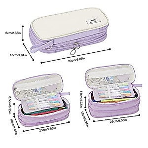 Tergopa Pencil Case Big Capacity Pencil Case Organizer for Girls Kids Adults Women Zipper Pencil Pouch Aesthetic Large Pen Case with Handle for School Office Purple