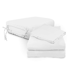 Whisper Organics, 100% Organic Cotton Sheets - 300 Thread Count Bed Sheets Set - Premium Quality Sheets - Deep Pocket Sheet Set - GOTS Certified, White (Full Size)