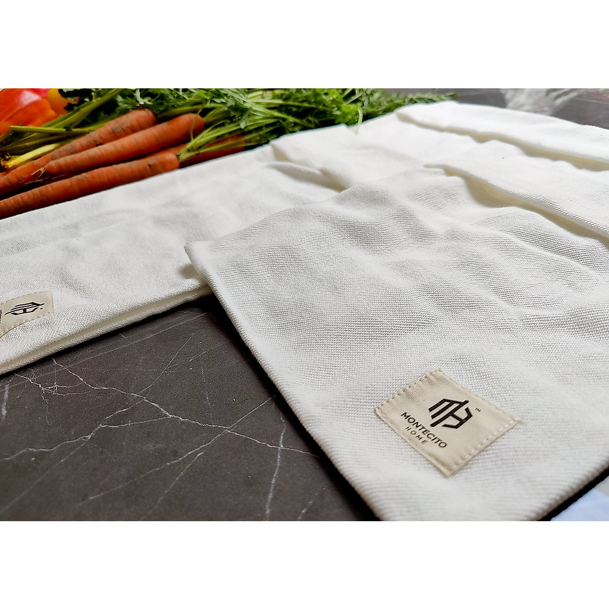 Organic Cotton Vegetable Crisper Bag - Variety Set of 3 - Simply Wet & Keep Your Veggies Fresher, Longer in Refrigerator!