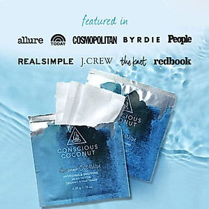 Conscious Coconut - Coconut Oil Facial Cleansing Wipes, On-the-go Makeup Remover from Virgin Coconut Oil, Individually Packed Organic Coconut Oil Wipes - For Face and Body (25 Count)