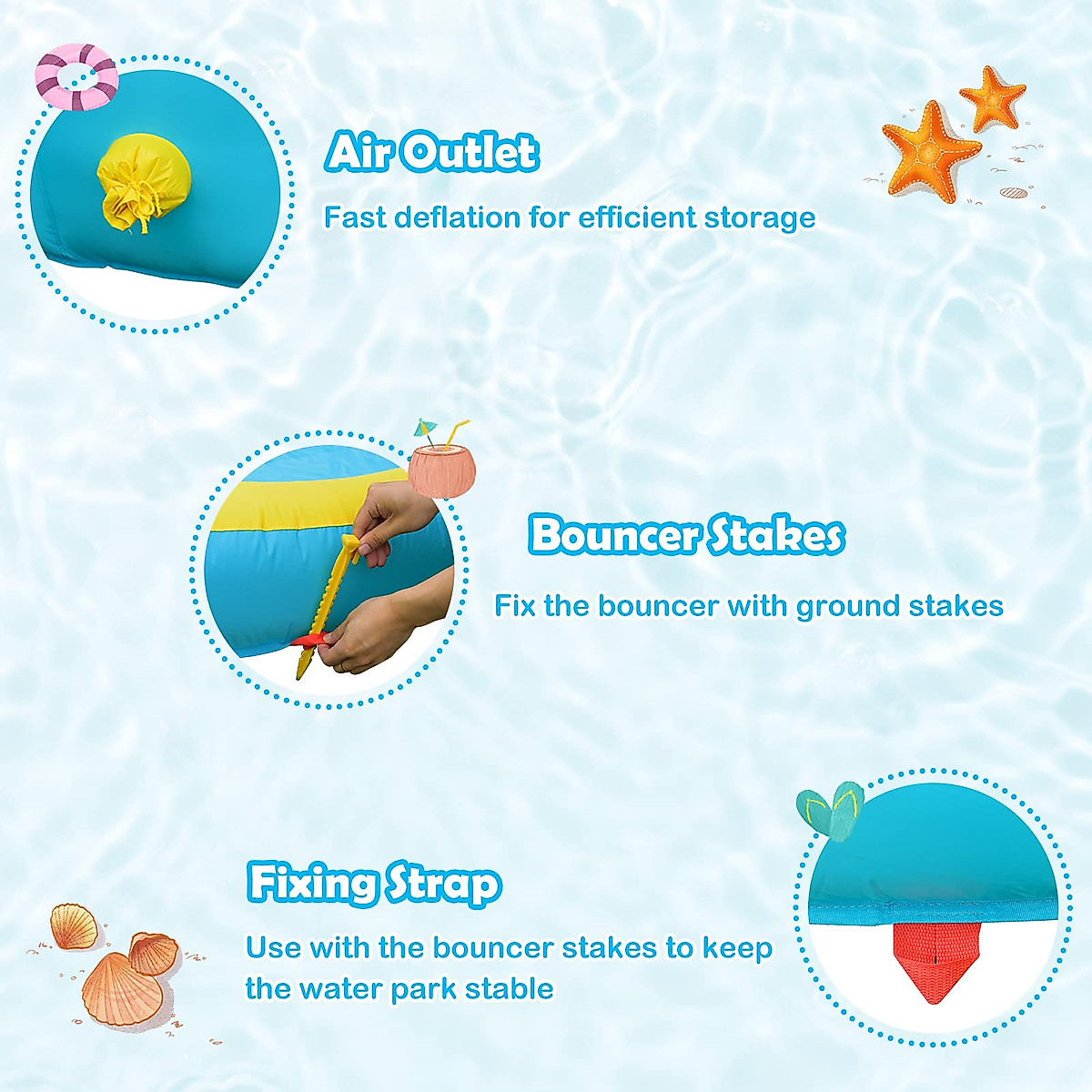 BOUNTECH Inflatable Water Slide, Mega Waterslide Park for Kids Backyard Outdoor Fun with Double Long Slides, Climbing Wall, Blow up Water Slides Inflatables for Kids and Adults Birthday Party Gifts