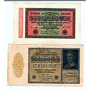 Germany Weimar Republic Set fo 20.000 10.000 5.000 1.000 and 500 Mark Banknotes (Build Your Own Collection)