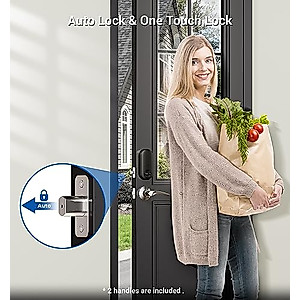 Veise Keyless Entry Door Lock with 2 Lever Handles - Electronic Keypad Deadbolt, Auto Lock, Back Lit & Easy Installation Design, Front Door Handle Sets, Satin Nickel