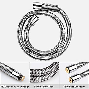 COOLWEST Flexible Metal Stainless Steel Hose 44 Inch for All Commercial Pre-Rinse Kitchen Sink Faucets Flexible Hose Replacement (111CM 44")