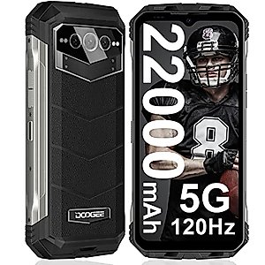 DOOGEE V MAX (2023) 5G Rugged Smartphone, 22000mAh 20GB+256GB Android 12 Rugged Phones Unlocked, 120Hz 6.58" Rugged Cell Phone, Dual Hi-res Speakers, 108MP Main Camera, Night Vision, NFC, OTG