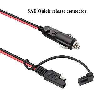 AAOTOKK Cigarette Lighter SAE Cable,16AWG 12V Cigarette Lighter Male Plug to SAE 2 Pin Quick Release Disconnect Connector Plug Adapter Extension Charging Cable with Fuse and Switch(2.4m/7.8ft-M)