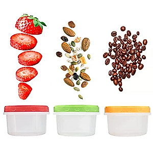 8oz/250ml Small Plastic Containers with screw lid for food kids baby lunch snacks slime cup, Lock in Freshness, Nutrients, & Flavor, Freezer & Dishwasher Friendly (8oz colour 12pcs)