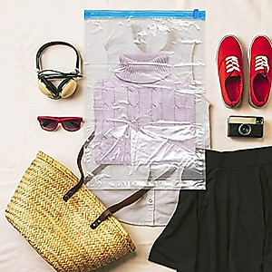 Veemoon Compression Bags 10pcs Travel Space Saver Bags Vacuum Storage Bags Roll-up Sealer Bags No Vacuum Pump Needed for Clothes Bedding Luggage Packing