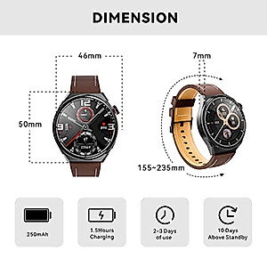 Smart Watch for Men, 30days Extra-Long Battery Life(Call Receive/Dial), IP68 Waterproof, Classic Fitness Watch for iPhone Android, 11 Modes of Sports, 1.5" Heart Rate Sleep/Blood Pressure Watch