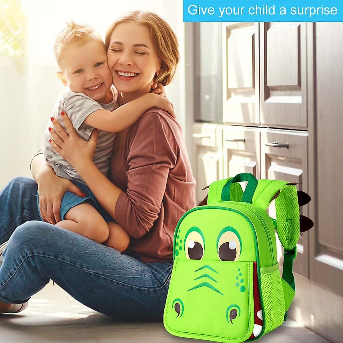 gxtvo Toddler Backpack Leash, 9.5" Kids Dinosaur Safety Leashes Bookbag for Boys Children