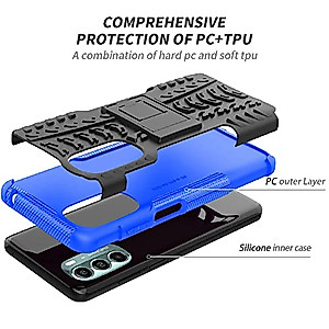 Yiakeng for Moto G Stylus 5G 2022 Case, Motorola G Stylus 5G 2022 Case with HD Screen Protector, Shockproof Silicone Protective with Kickstand Hard Phone Cover for Moto G Stylus 5G 2022 (Blue)