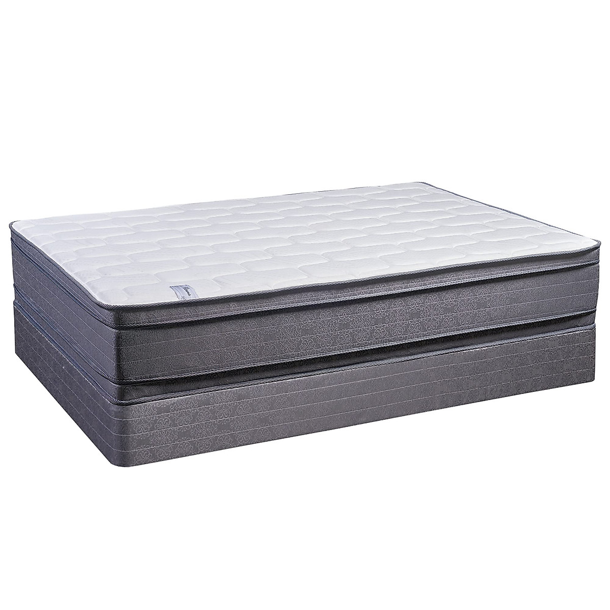 Mayton 13-Inch Firm Euro Top Double Sided Foam Encased Innerspring Mattress Set with 4" Split Wood Box Spring, Queen Black.