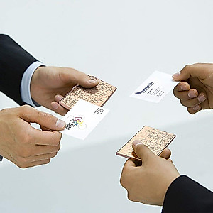 YOBANSA Stainless Steel Sculpture Rose Gold Business Card Holder Credit Card Holder Name Card Case Business Card Case for Men and Women (Rose gold 02)