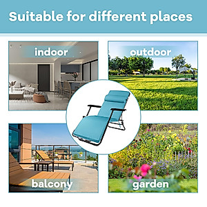 MABOZOO Outdoor Chaise Lounge Cushion with Adjustable Head Pillow,Waterproof & UV-Proof High Back Patio Chair Cushions,Patio Bench Cushion for Indoor Outdoor（Blue）