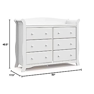 Storkcraft Avalon 6 Drawer Double Dresser (White) – Dresser for Kids Bedroom, Nursery Dresser Organizer, Chest of Drawers for Bedroom with 6 Drawers, Classic Design for Children’s Bedroom