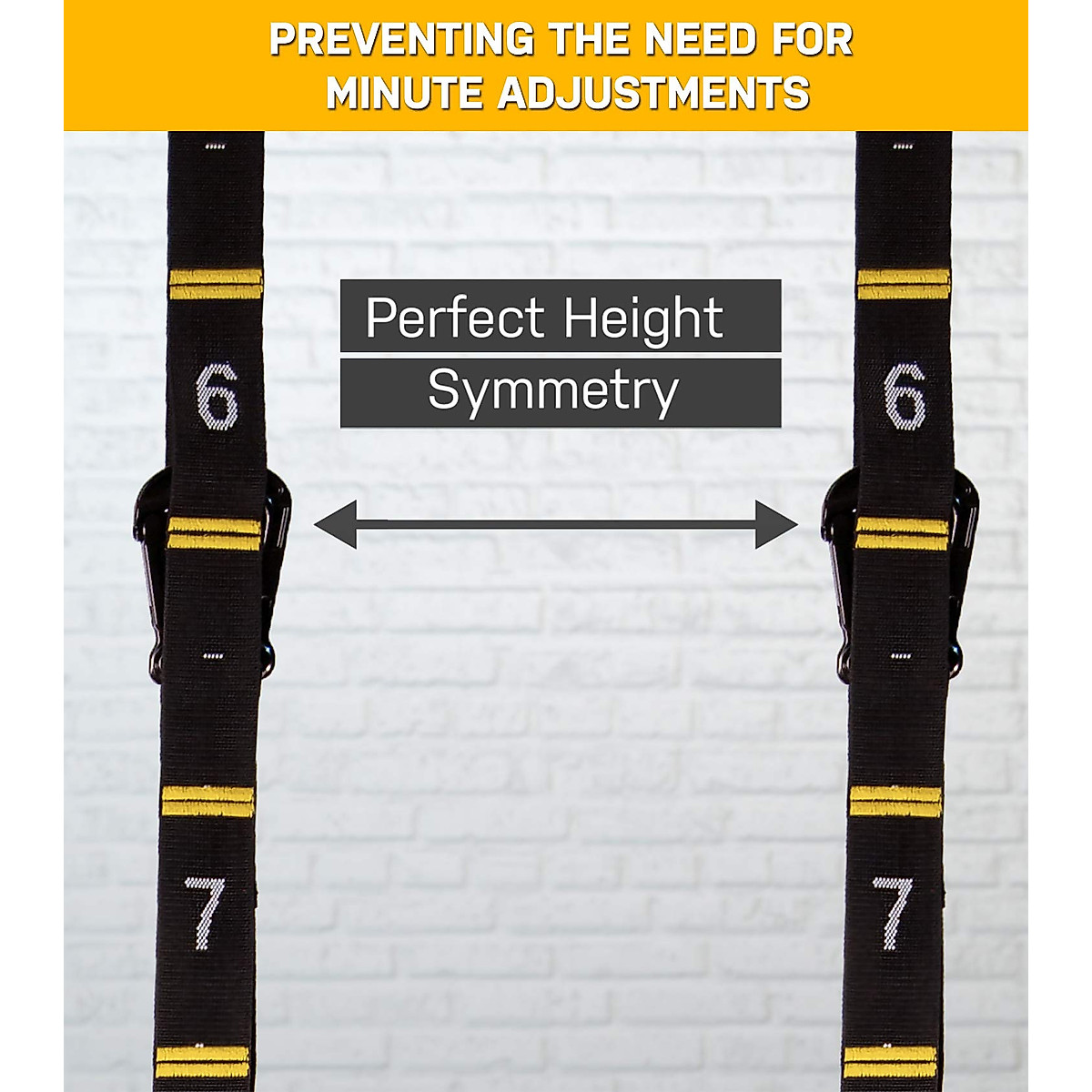 Double Circle Quick Adjust Numbered Straps for Gymnastic Rings - Carabiner System and Exercise Video Guide for Full Body Workout, Calisthenics, and Home Gym