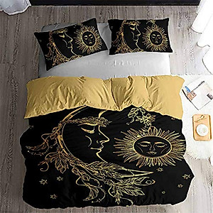 3D Bedding Set Sun and Moon Bedding Print Twin Full Queen King Bedclothes Duvet Cover Set bedlinen (Queen, Sun)