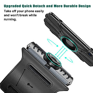 VUP Running Armband 360°Rotatable for iPhone 15/14/13/Pro Max/Pro/Mini/12/11/SE/8/7/Plus, Fits All 4-6.7 Inch Smartphones, with Key Holder Phone Armband for Running Hiking Biking (Black-Detachable)