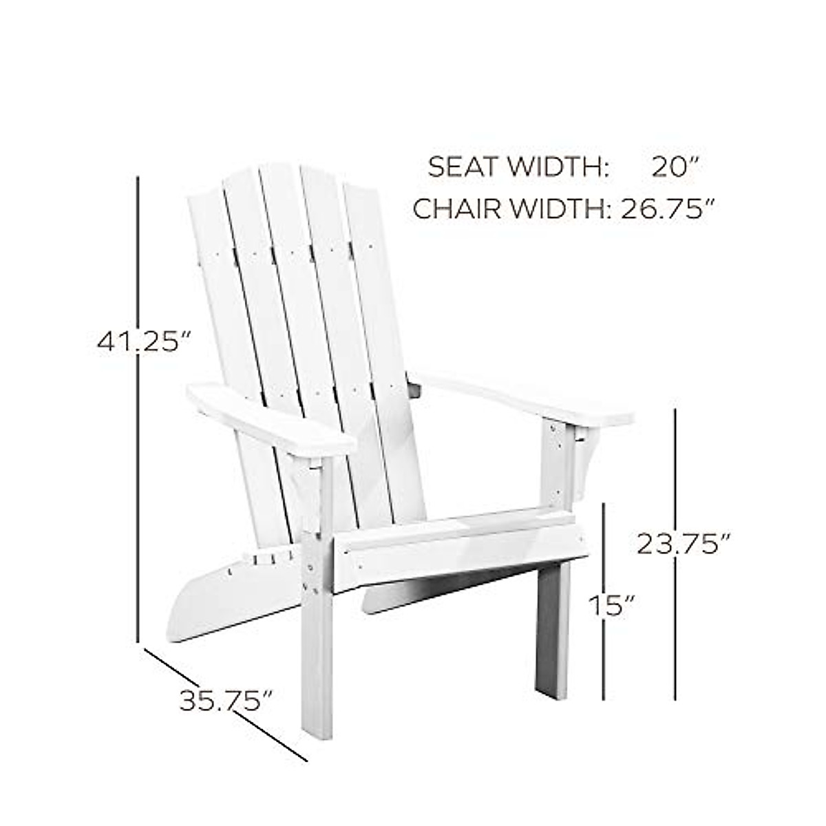Vobelta Adirondack Chair, Premium Poly Lumber, Ergonomic Design and Comfort, Heavy Duty, Weatherproof, Outdoor Patio Garden Classic Adirondack Chairs, Waves Collection (White)