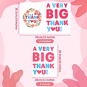 Giant Thank You Card with Envelope, 14 x 22 Inch Very Big Thank You Jumbo Greeting Card, Oversize Group Team Card Jumbo Message Greeting Cards for Wedding Graduation Baby Shower Party Gift (modern)