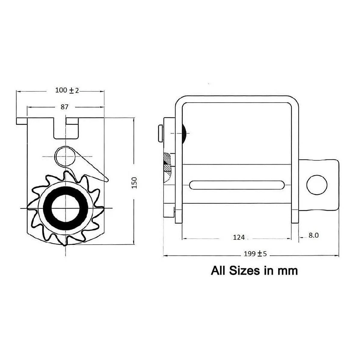 Mytee Products (4 Pack) Sliding Winch, LL Double L Track Flatbed Trailer Truck Winches