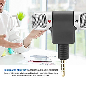 ASHATA Mini Microphone, 3.5mm Jack Mini Mic Digital Stereo Microphone Portable Professional Handheld External Microphone Angle Adjustable for Mobile Phone, PC and Recorder
