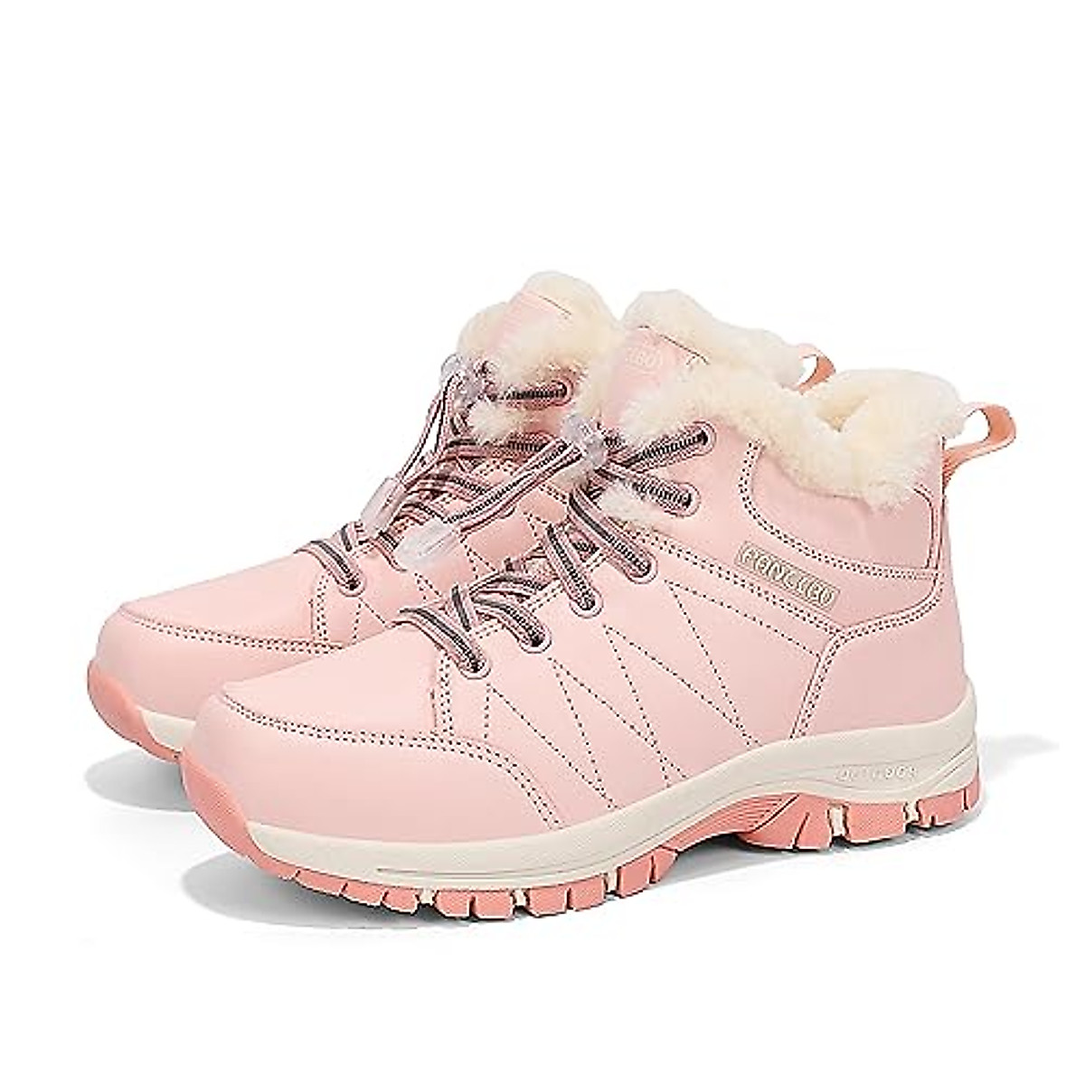 ZHNSHM Womens Winter Boots Casual Lightweight Waterproof Snow Boots Anti-Slip Fur Lined Trekking Backpacking Hiking Boots