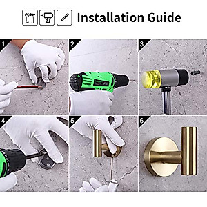 GERZWY SUS 304 Stainless Steel Bath Coat Hook Towel/Robe Clothes Hook for Bathroom Kitchen Modern Hotel Style Wall Mounted Brushed PVD Zirconium Gold 4 Pack