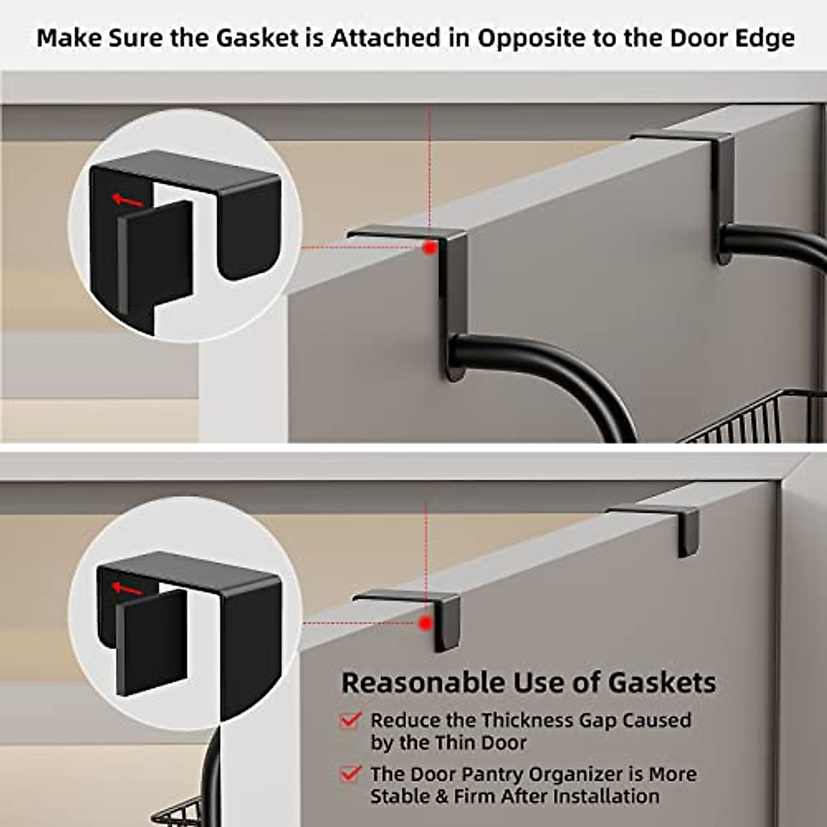 Egepon Over the Door Pantry Organizer Rack with 6 Full Baskets, 6-Tier Heavy-Duty Metal Hanging Storage Closet Organizer Kitchen Spice Rack