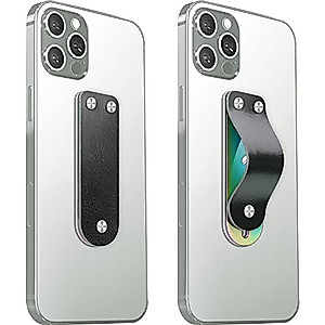 TOQMCI Rainbow Phone Grip Strap Holder Cell Phone Strap Finger Holder for Hand Leather Telescopic Phone Finger Strap Stand Universal Finger Kickstand for Most Smartphones (Black R)