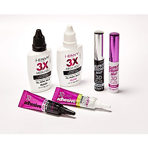 i-Envy Super Strong Hold 3D Strip Lash Glue Brush-On False Eyelash Adhesive, Waterproof, Hypoallergenic, Latex & Formaldehyde Free (Black)