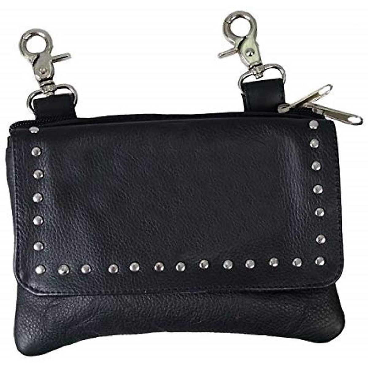 Black Ladies Clip Pouch Purse, Adjustable Strap Lobster Claw Clips, 7.75 X 5 X 1