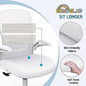 Mimoglad Home Office Chair, High Back Desk Chair, Ergonomic Mesh Computer Chair with Adjustable Lumbar Support and Thickened Seat Cushion (Modern, Ivory White)