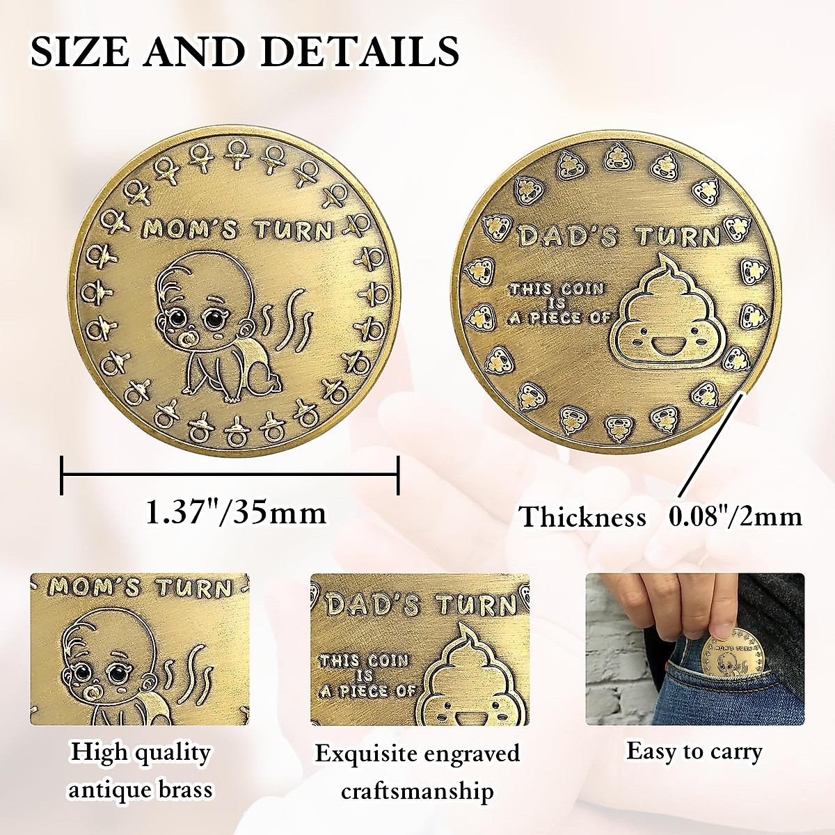 New Parent Decision Coin Funny Pregnancy Gifts for First Time Moms Dads Cute New Parents Gift for Couples Mommy Daddy Women Men Christmas Birthdays Gift