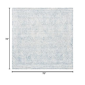 SAFAVIEH Abstract Collection 6' Square Ivory/Blue ABT340M Handmade Premium Wool Area Rug