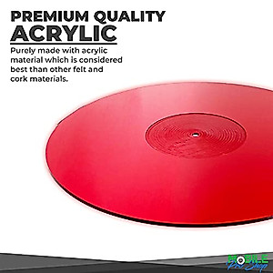 Mobile Pro Shop Acrylic Turntable Mat - Acrylic Slipmat for Vinyl LP Record Players - Improves Sound Quality & Provides Tighter Bass - Anti Static Platter mat (Red_lit)