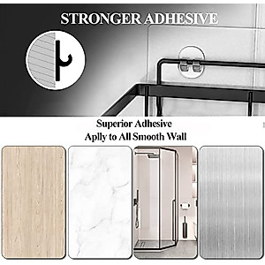 Shower Caddy Organizer & Soap Dish Holder Set, 4PCS with Removable Self Adhesive Hooks Shelf Basket Shelves for Shampoo Small Essentials Storage Bathroom Organization Kitchen Accessories Spice Racks