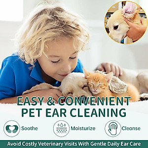 Ear Wipes for Dogs Cats, 200 Pcs Pet Ear Cleaner Wipes for Dogs Cats Gently Remove Ear Wax, Dirt Debris - Cleanse, Soothe & Deodorize - Dog Cat Ear Cleaning Wipes Relieve Ear Itching & Inflammation