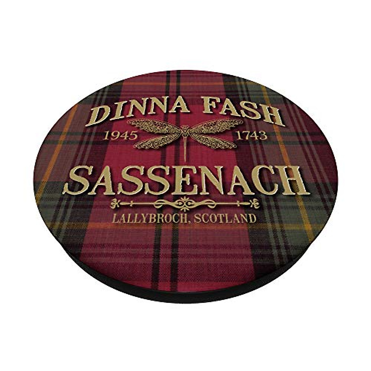 Dinna Fash Dragonfly Sassenach | Tartan Red | Scottish Gift PopSockets Swappable PopGrip