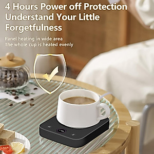 Coffee Mug Warmer for Desk, Coffee Cup Beverage Warmer, 4 Hours Auto Shut-Off Candle Heating Plate for Office, Home and Travel with 3 Temperature (Black)