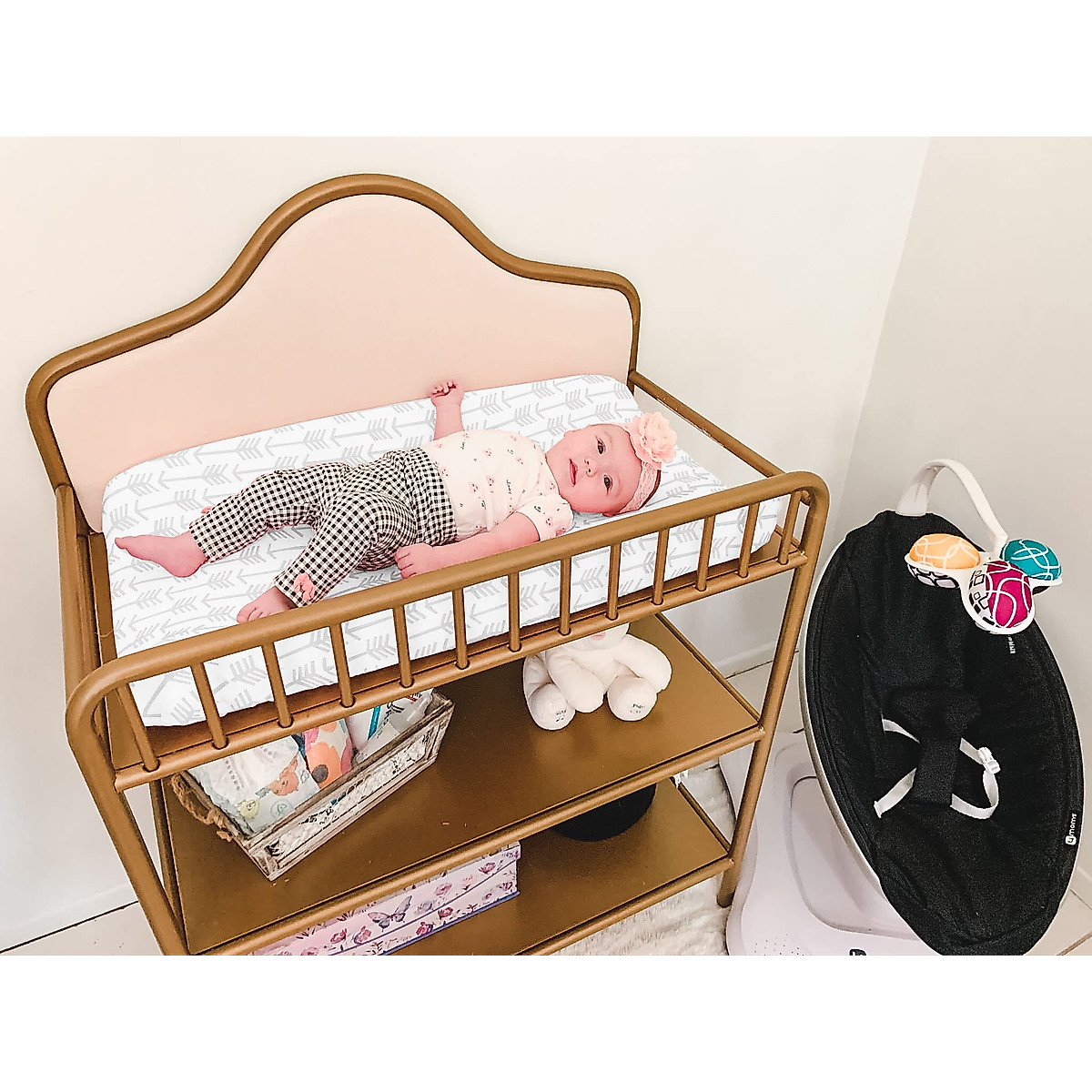 Changing Pad Cover – Premium Baby Changing Pad Covers 4 Pack – Boy or Girl Changing Pad Cover – Pure Jersey Machine Washable Grey & White Changing Table Cover – Diaper Changing Pad Cover Sheets