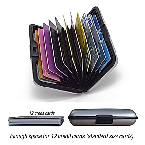 UTRAX unisex-adult 12 Slots Metal Cards Wallet Multi Pockets Aluminum Purse Credit Card Organizing Hard Case Holder for RFID Scan Protection, Lightweight (SILVER)