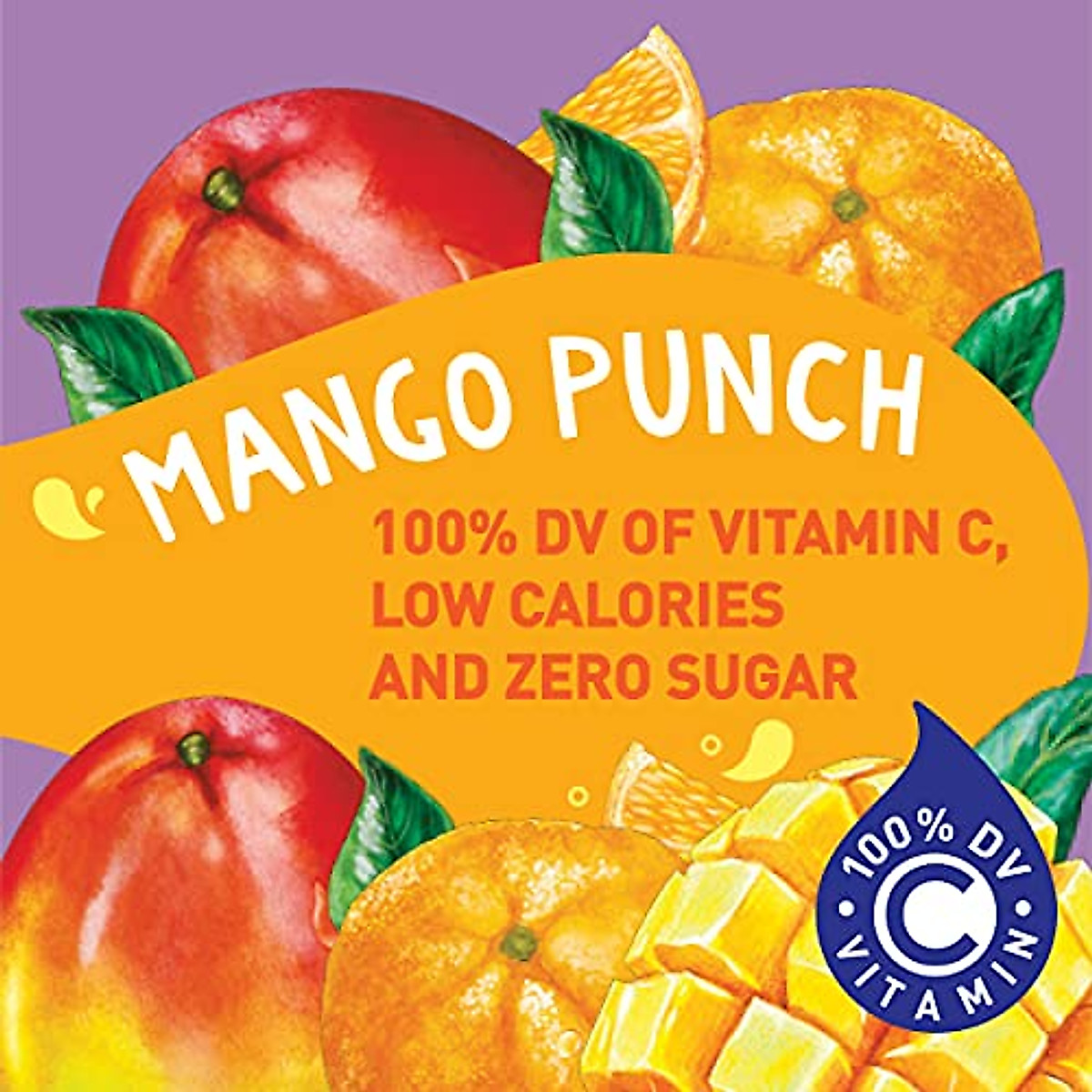Tampico Singles To Go Drink Mix Packets, Mango Punch, Zero Sugar, Low Calorie, 100% DV of Vitamin C per Serving, Convenient, On-The-Go Water Enhancers, 6 sticks, Pack of 1
